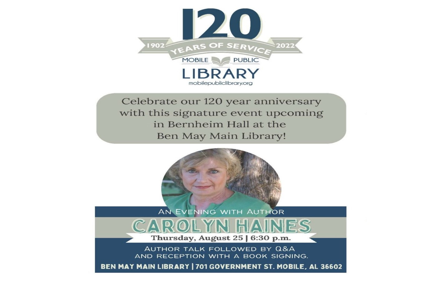 AN EVENING WITH AUTHOR CAROLYN HAINES