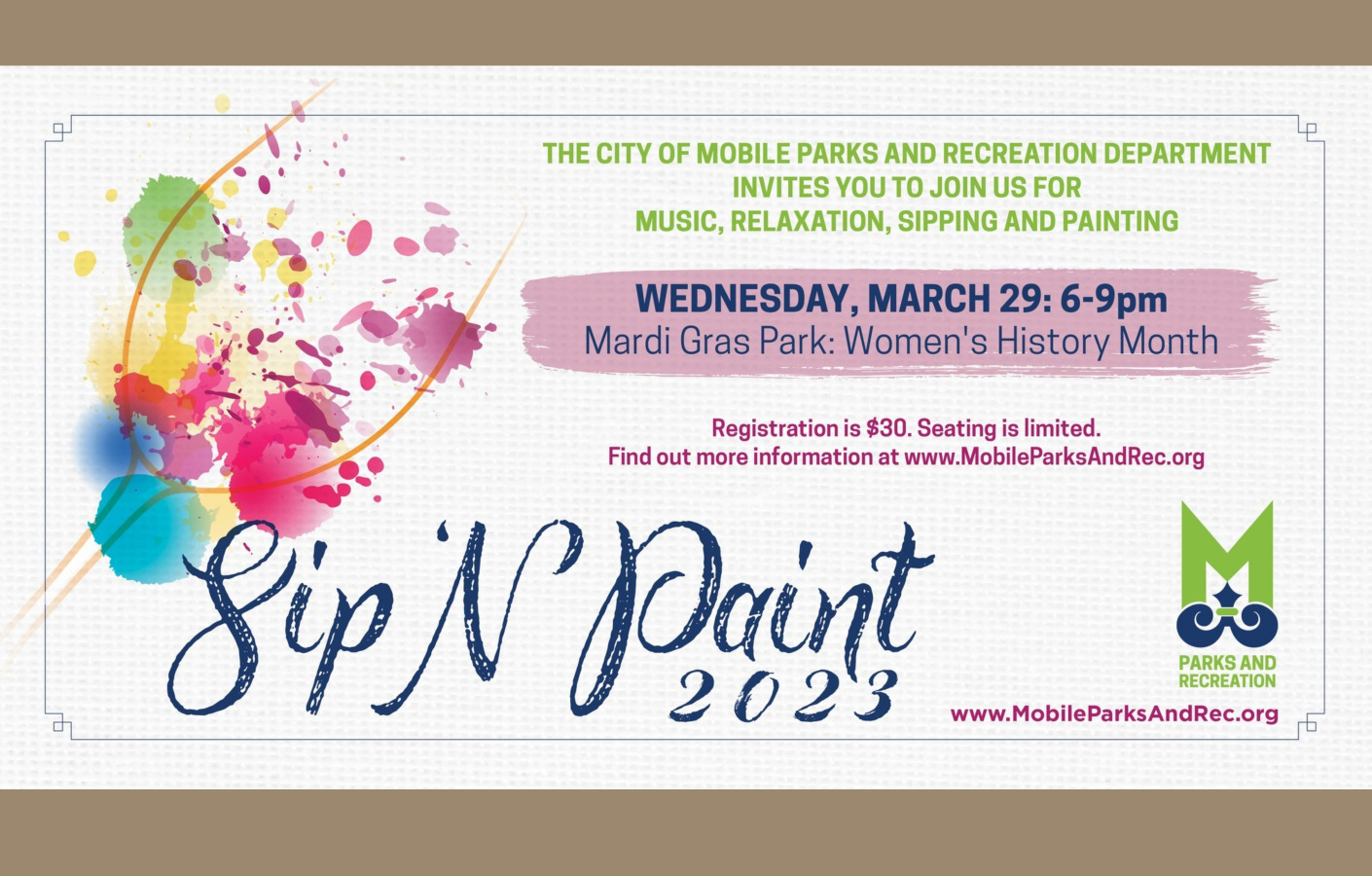 WOMENS HISTORY MONTH SIP 'N PAINT